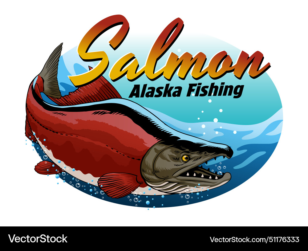 Fishing red salmon swimming design Royalty Free Vector Image