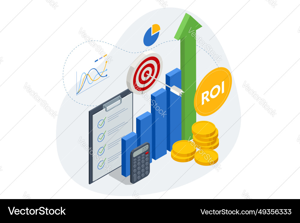 Isometric investment strategy portfolio Royalty Free Vector