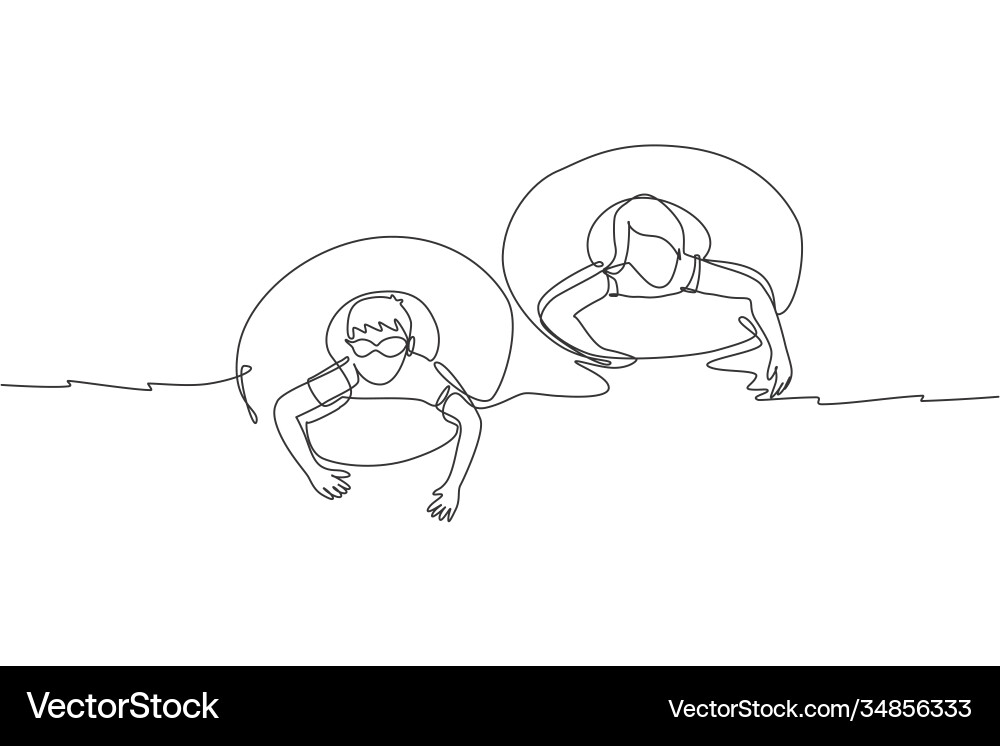 One single line drawing young happy boy Royalty Free Vector