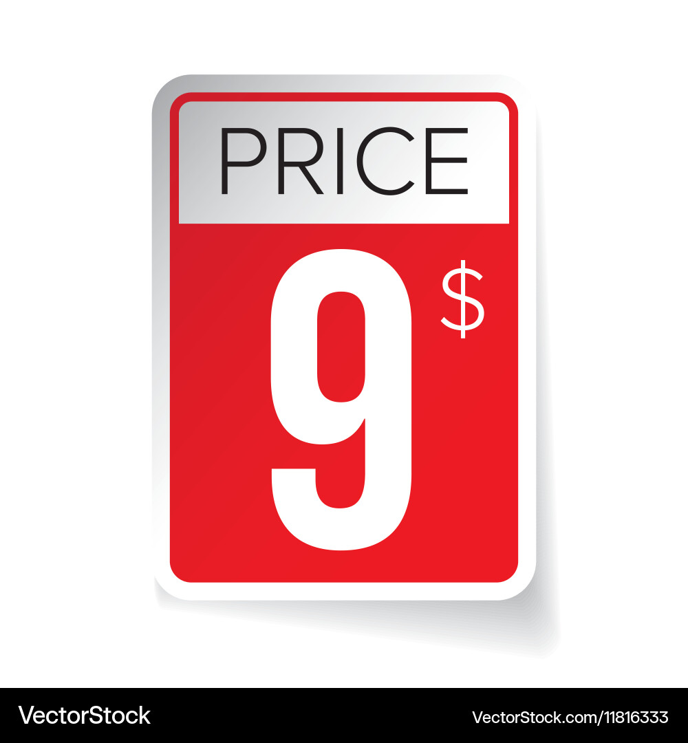 Price tag sticker - nine usd Royalty Free Vector Image