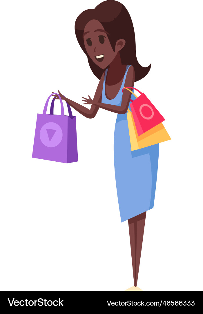 Shopaholic cartoon Royalty Free Vector Image - VectorStock