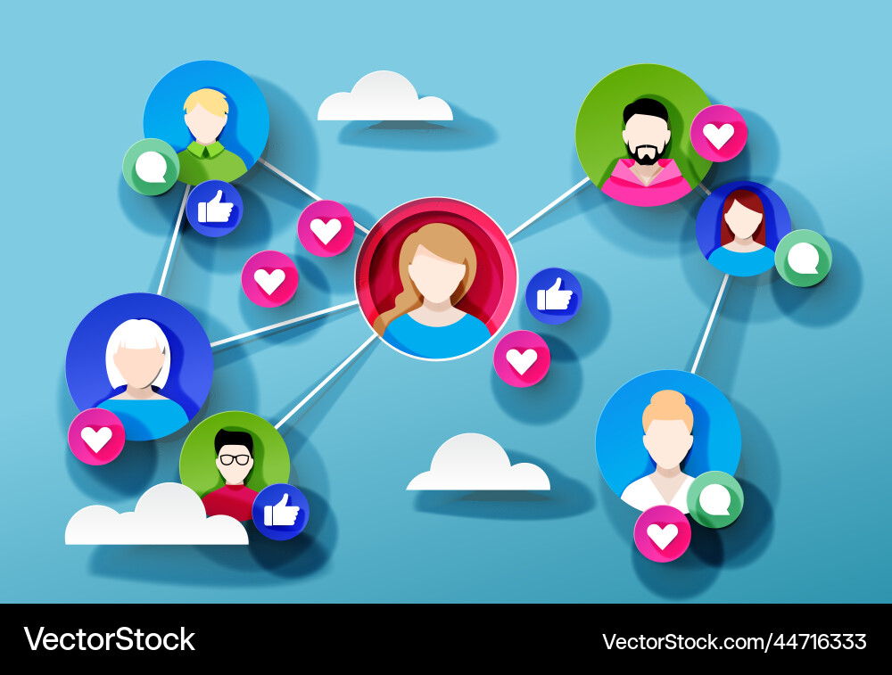Social network communication in 3d Royalty Free Vector Image