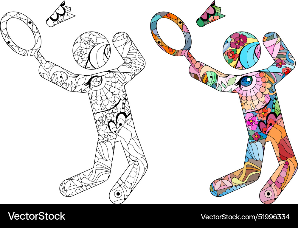 Badminton game icon for coloring olympic sport Vector Image