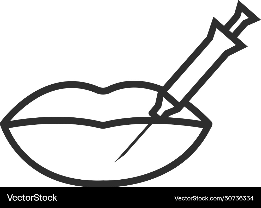 Beauty injection line icon female lips Royalty Free Vector