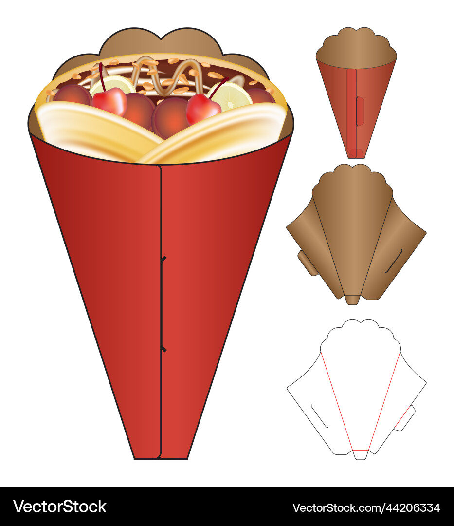 Crepe packaging die cut template design 3d mock-u Vector Image