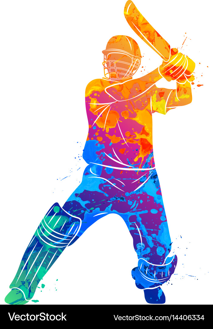 Cricket Splash - Abstract Player Royalty Free Vector Image