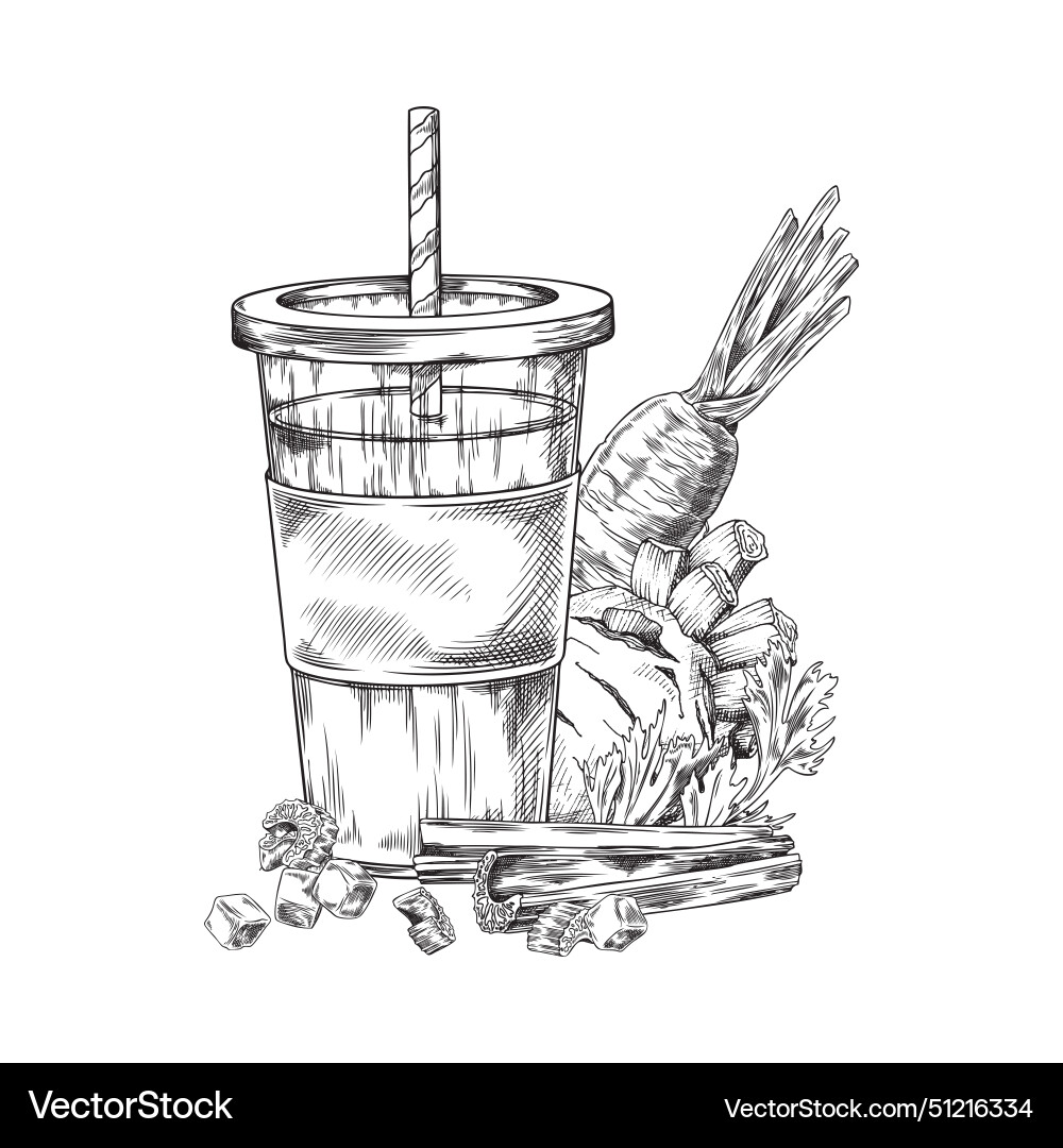 Detox smoothie cup with herbs Royalty Free Vector Image
