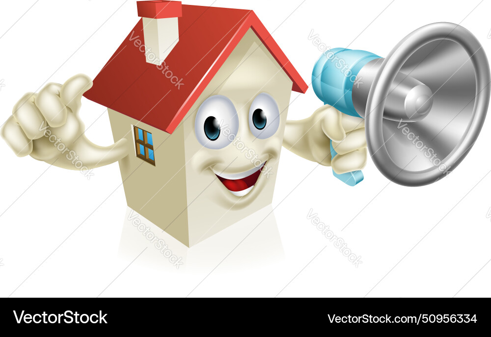 House holding megaphone Royalty Free Vector Image