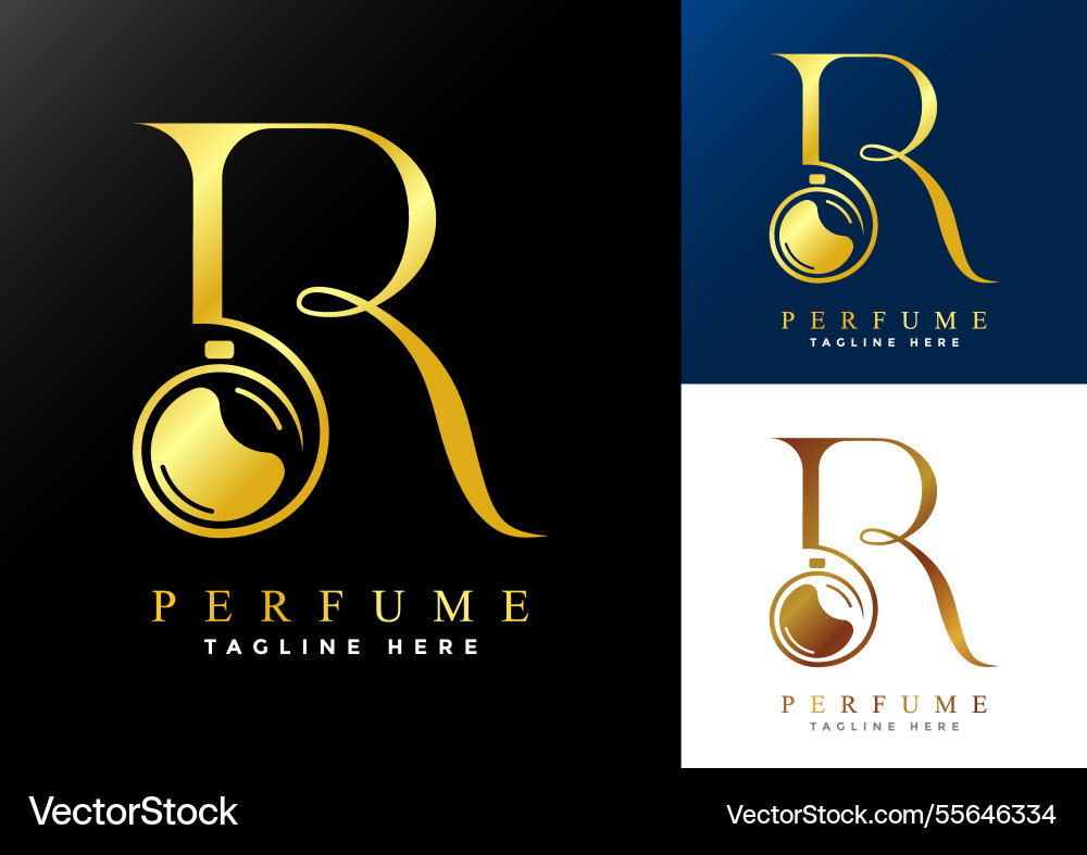 Letter r luxury perfume logo design template Vector Image