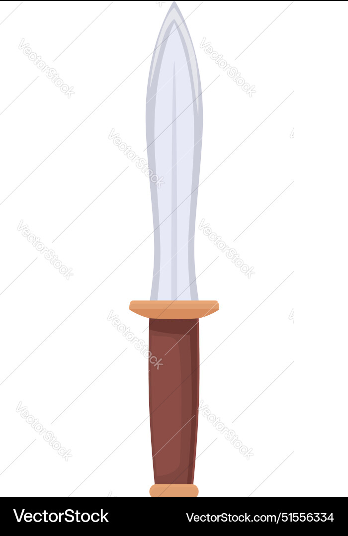 Sharp metal dagger with wooden handle pointing up Vector Image
