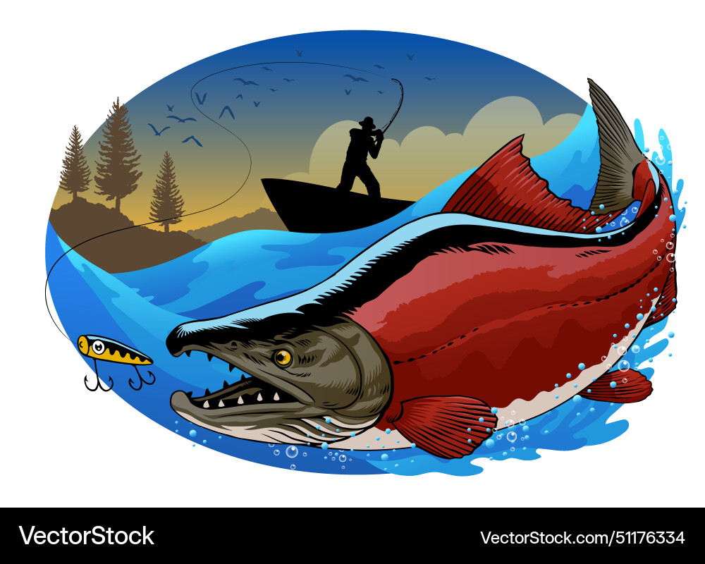 Sockeye Salmon Fishing Royalty Free Vector Image