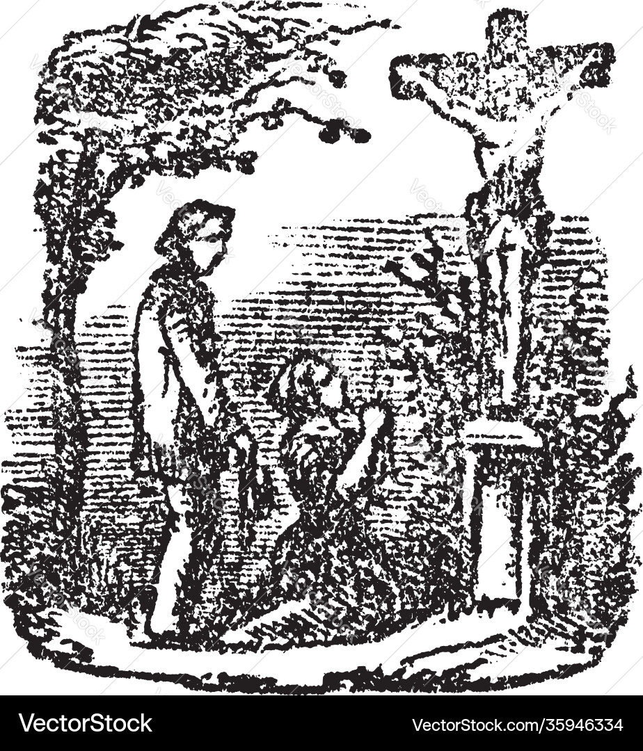 Vintage antique religious biblical drawing Vector Image