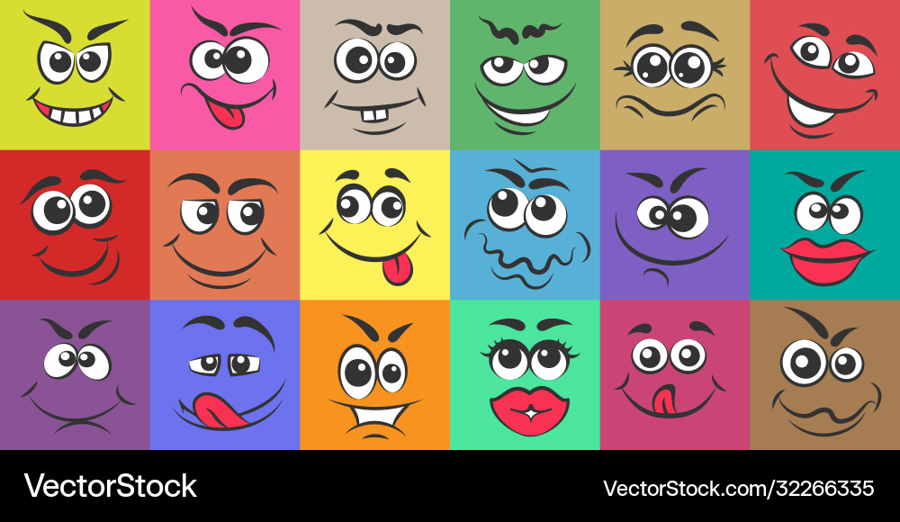Cartoon doodle face expressions Royalty Free Vector Image
