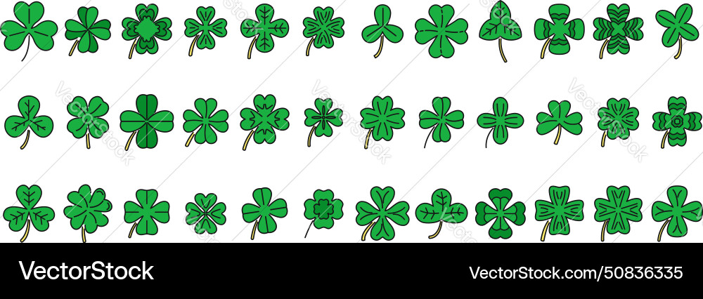 Clover icons set color line Royalty Free Vector Image