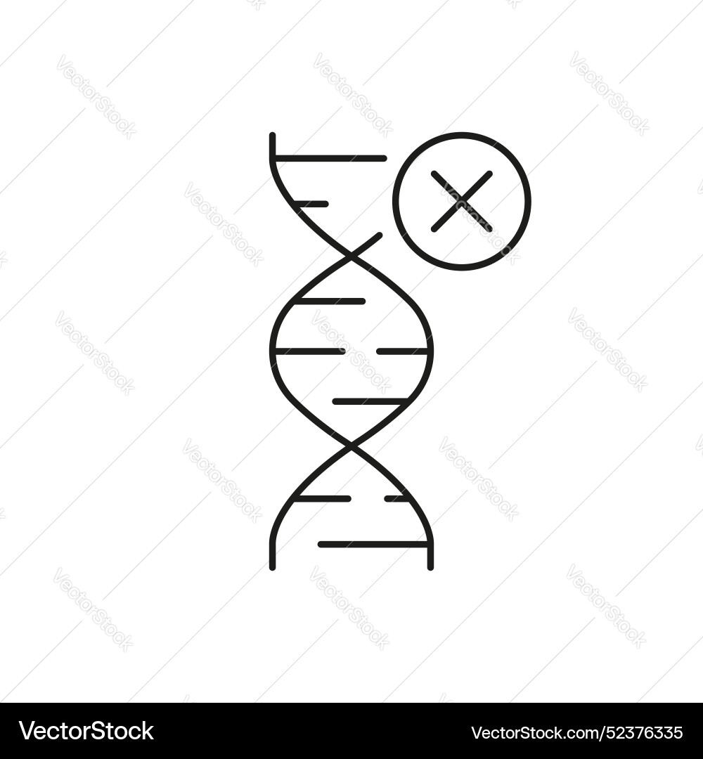 Dna line icon with cross symbol genetic mutation Vector Image