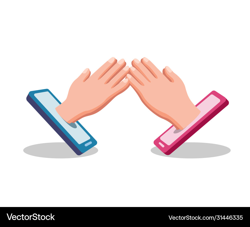 Hand shake from smartphone symbol Royalty Free Vector Image