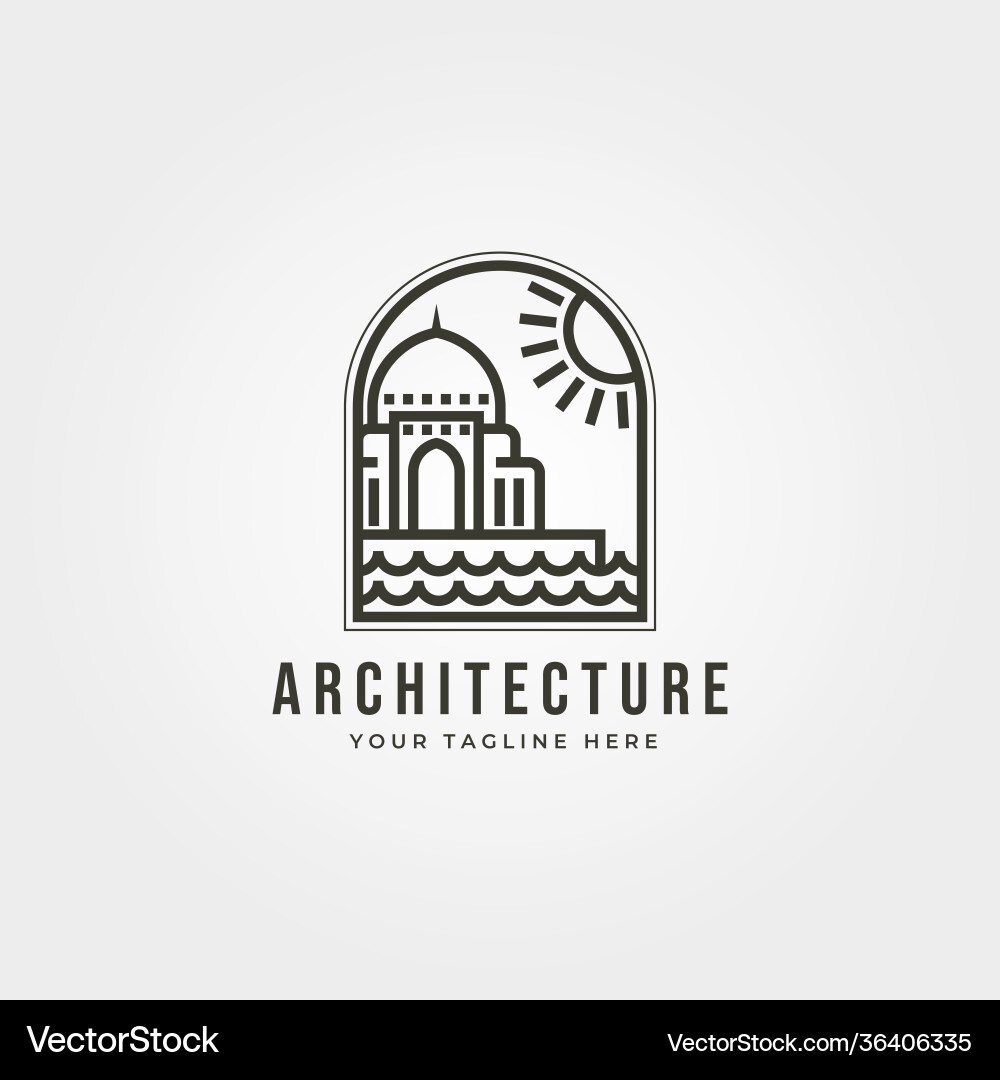 Islamic architecture logo line art icon symbol Vector Image