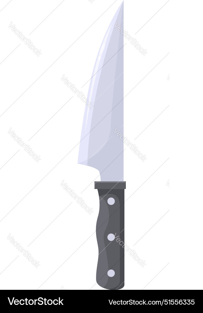 Large sharp kitchen knife pointing up with black Vector Image