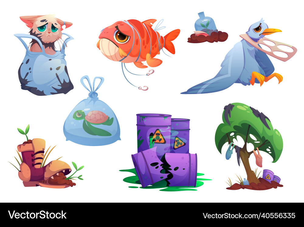 Nature pollution with plastic and toxic waste Vector Image