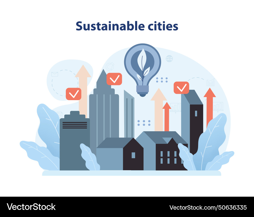 Sustainable cities depicted by a progressive Vector Image