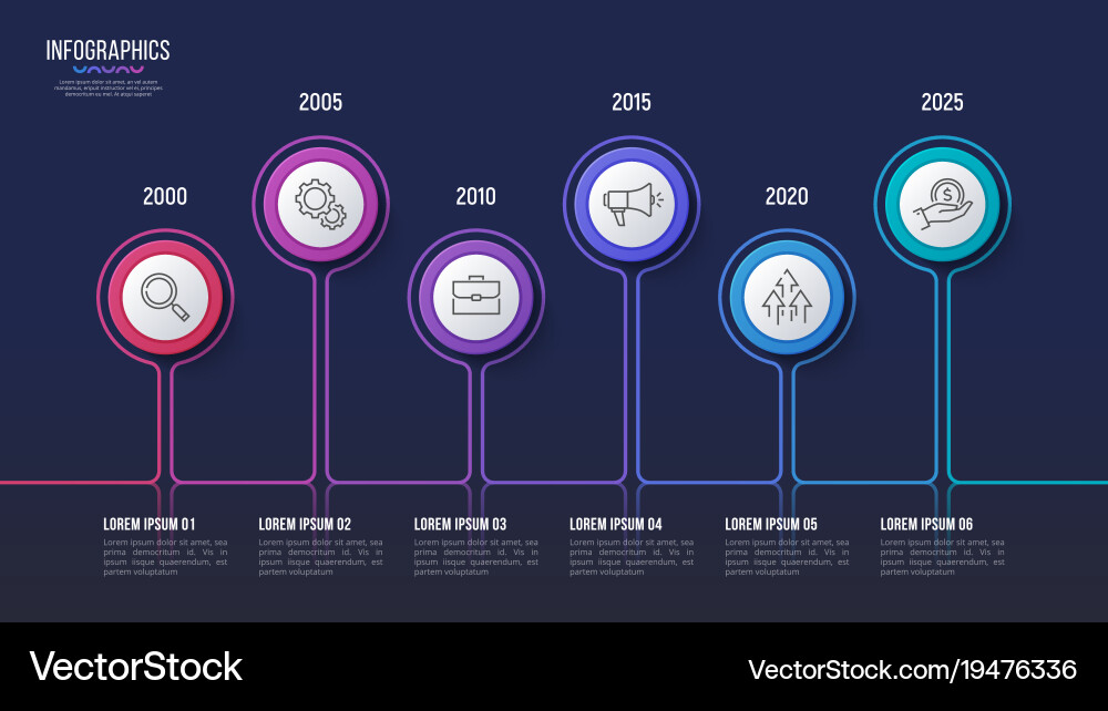 6 steps infographic design timeline chart Vector Image