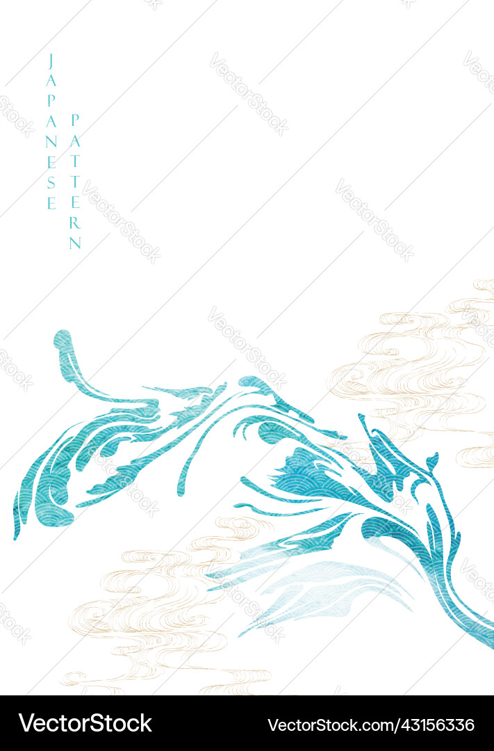 Blue texture background with japanese hand drawn Vector Image