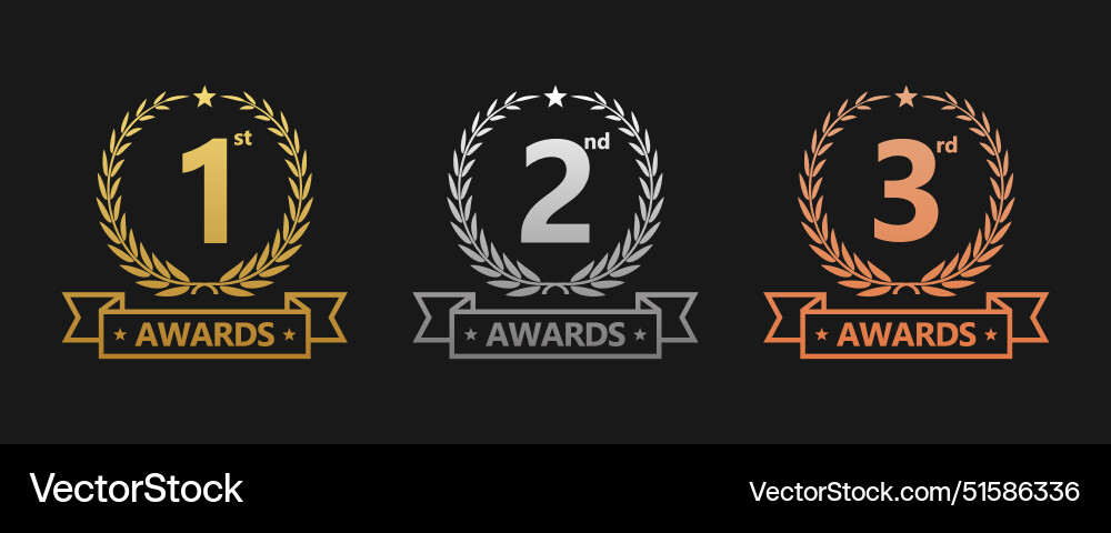 First second and third winners set Royalty Free Vector Image