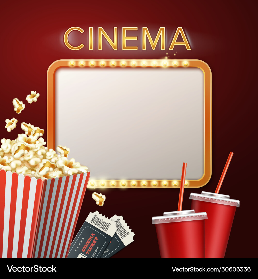 Illuminated cinema signboard Royalty Free Vector Image