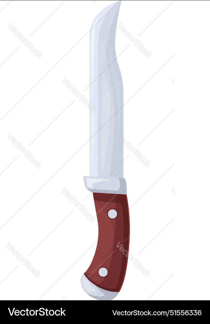 Large sharp hunting knife with wooden handle Vector Image