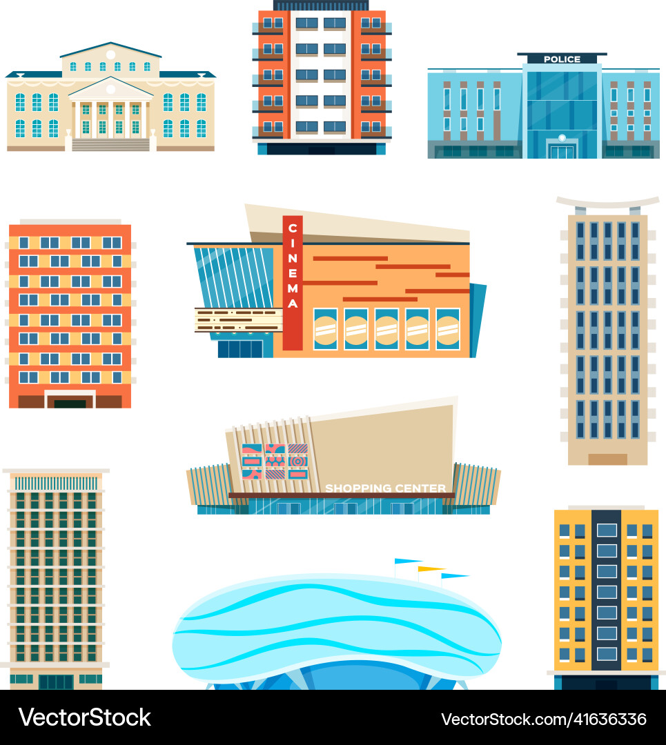 Modern City Buildings - Apartment Complex Vector Image