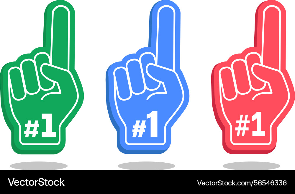 Number one sports fan hands Royalty Free Vector Image