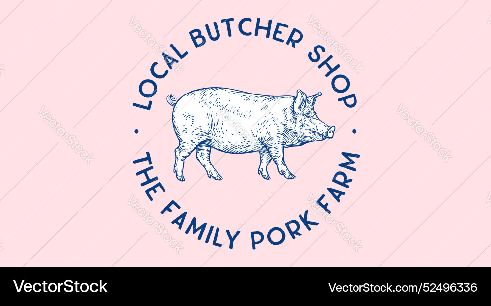 Pork pig hog head meat tag label Royalty Free Vector Image