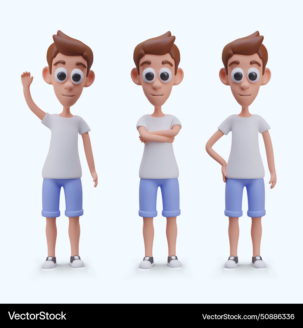 Realistic boy in cartoon style character Vector Image