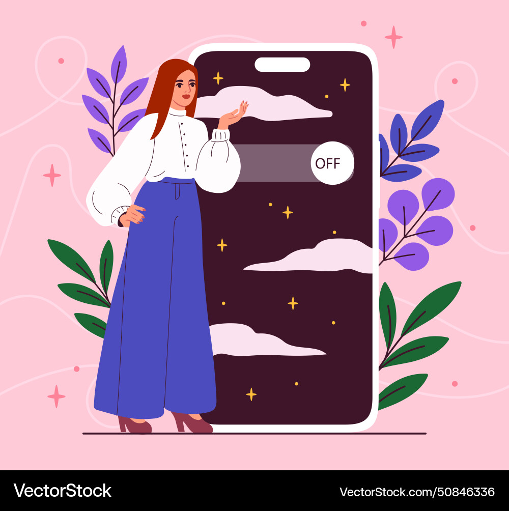 Woman with offline smartphone Royalty Free Vector Image
