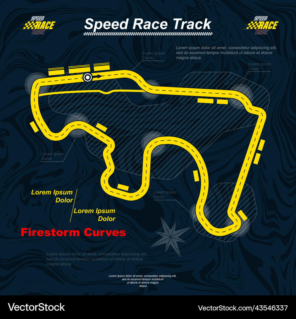 Blue and yellow race track background Royalty Free Vector