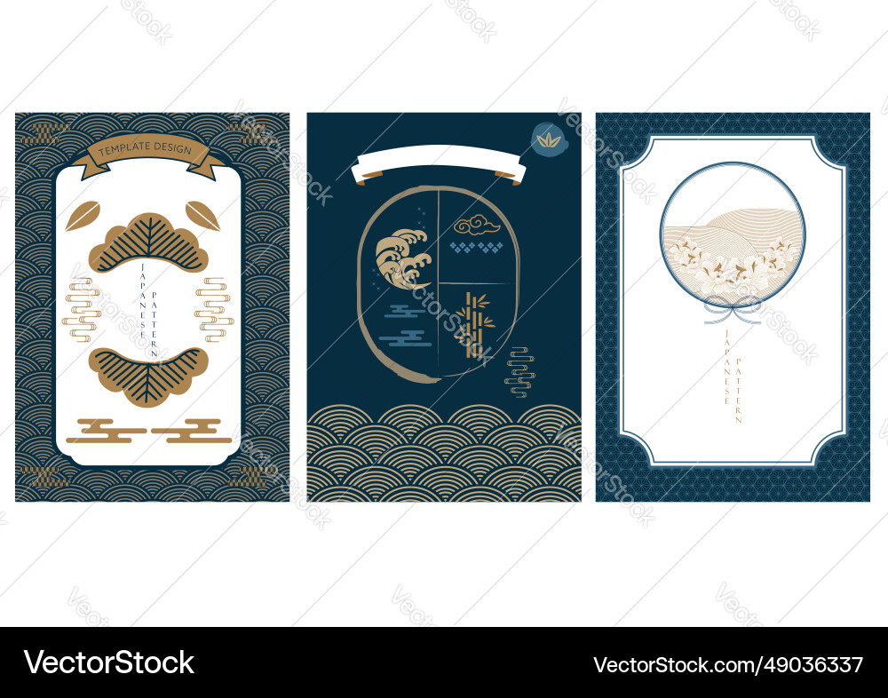 Blue japanese background with asian traditional Vector Image