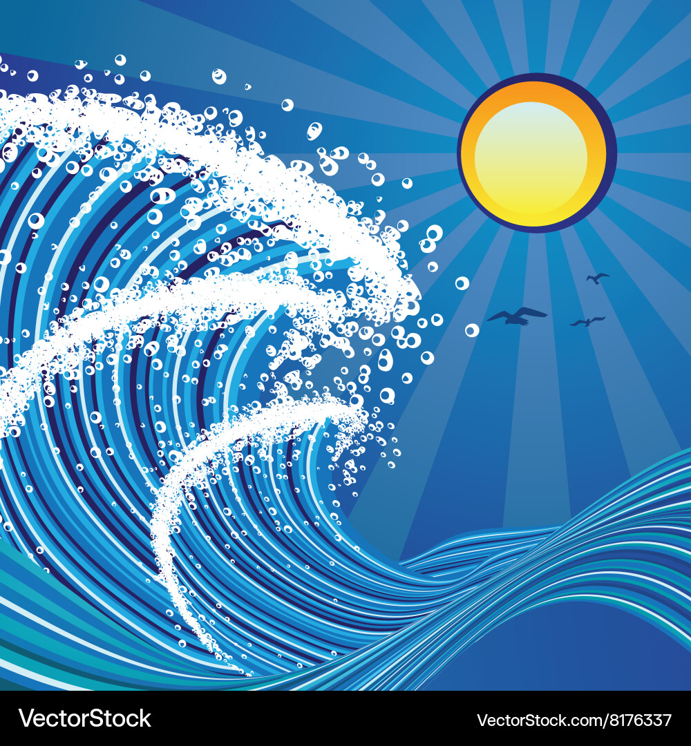 Cartoon stormy sea Royalty Free Vector Image - VectorStock