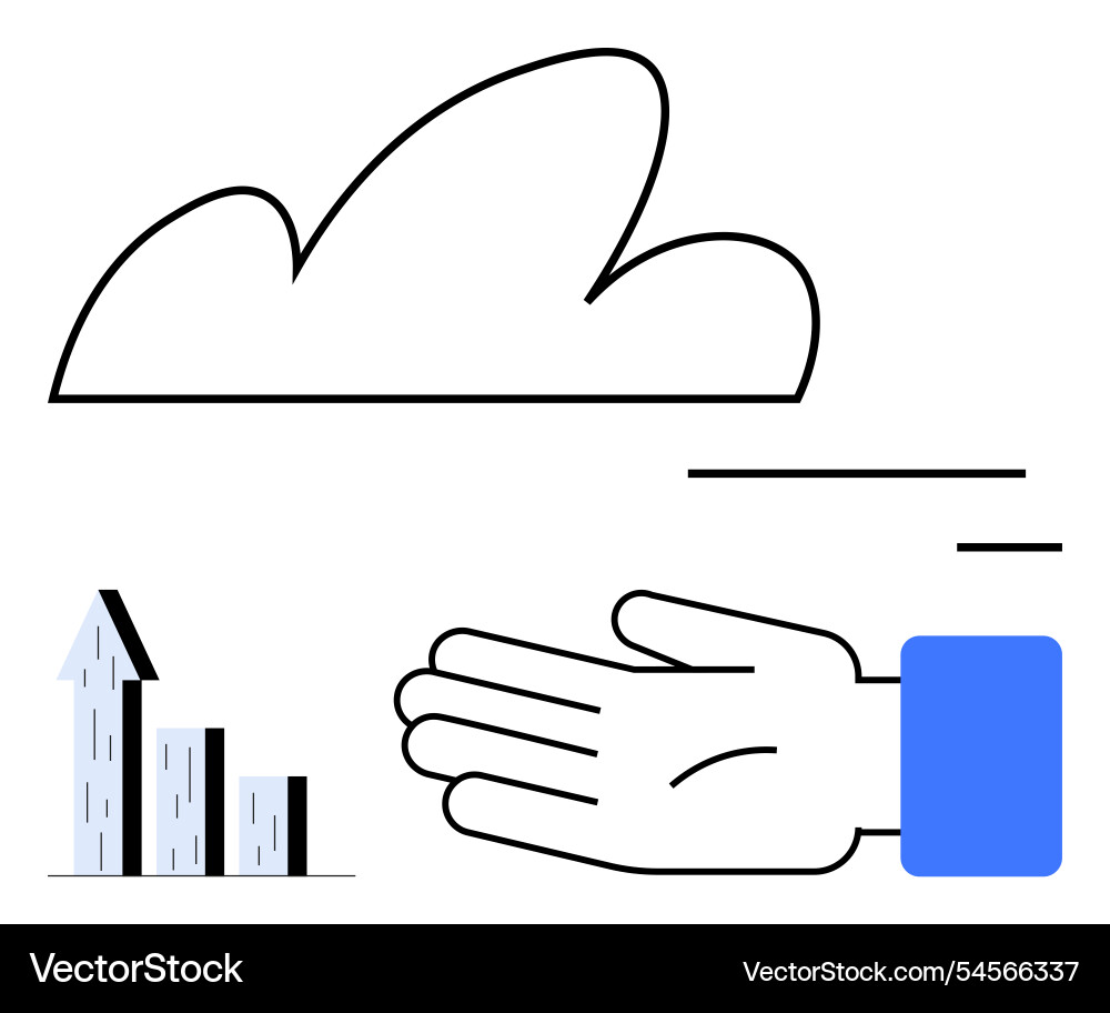 Hand holding growth chart under cloud symbolizing Vector Image