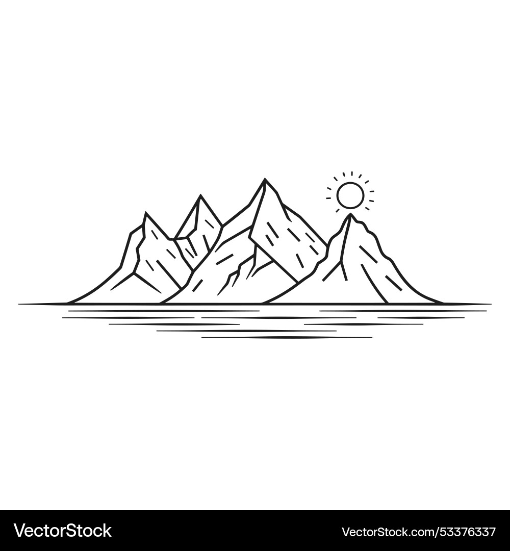 Line art mountain icon style Royalty Free Vector Image