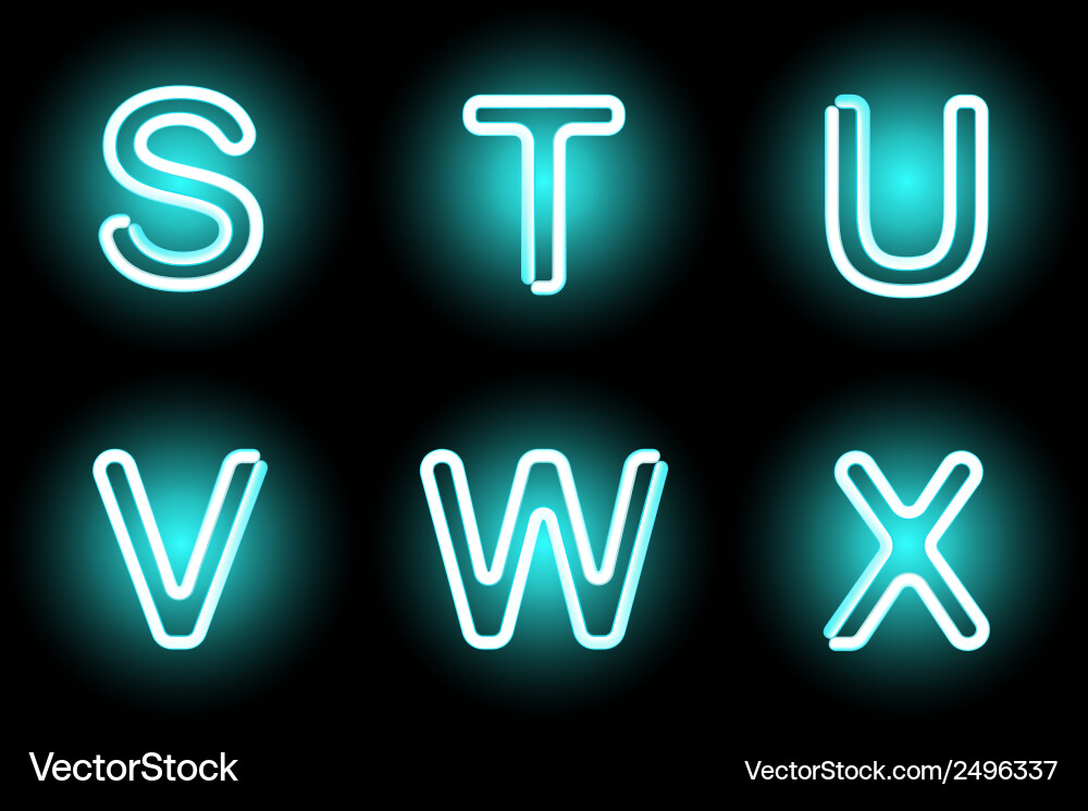 Neon letters Royalty Free Vector Image - VectorStock