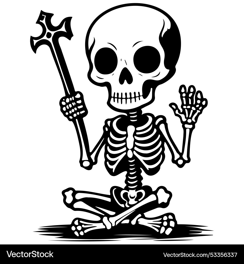 Sketches cartoon skeleton engraving drawing Vector Image