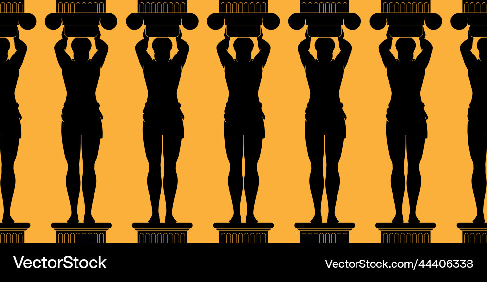 Ancient atlant statue columns black silhouette Vector Image