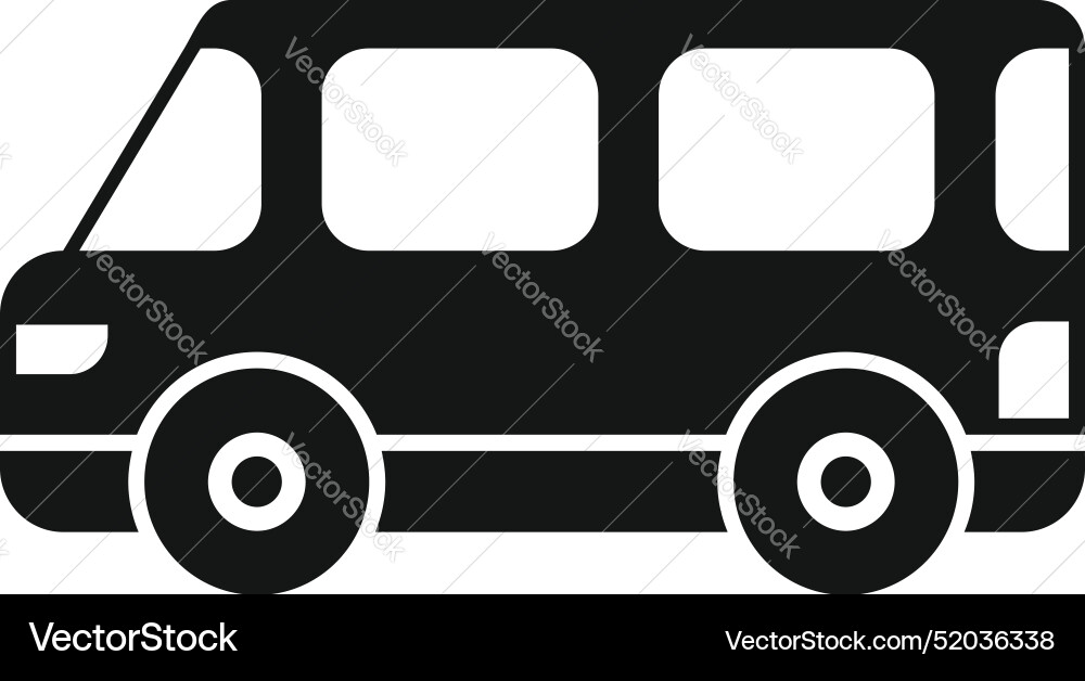 Black minibus transporting passengers icon side Vector Image