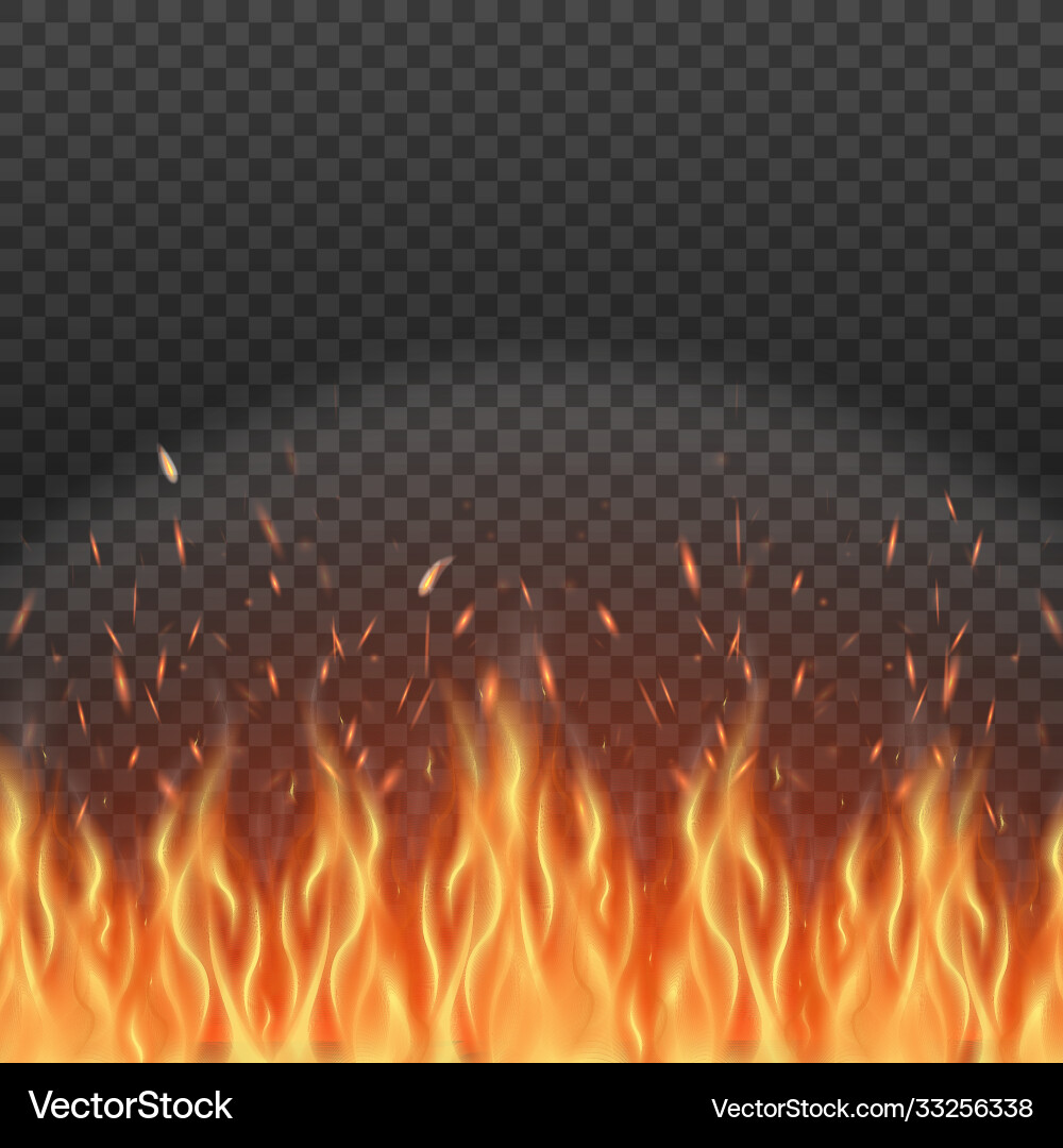 Burning flame fire border template realistic Vector Image