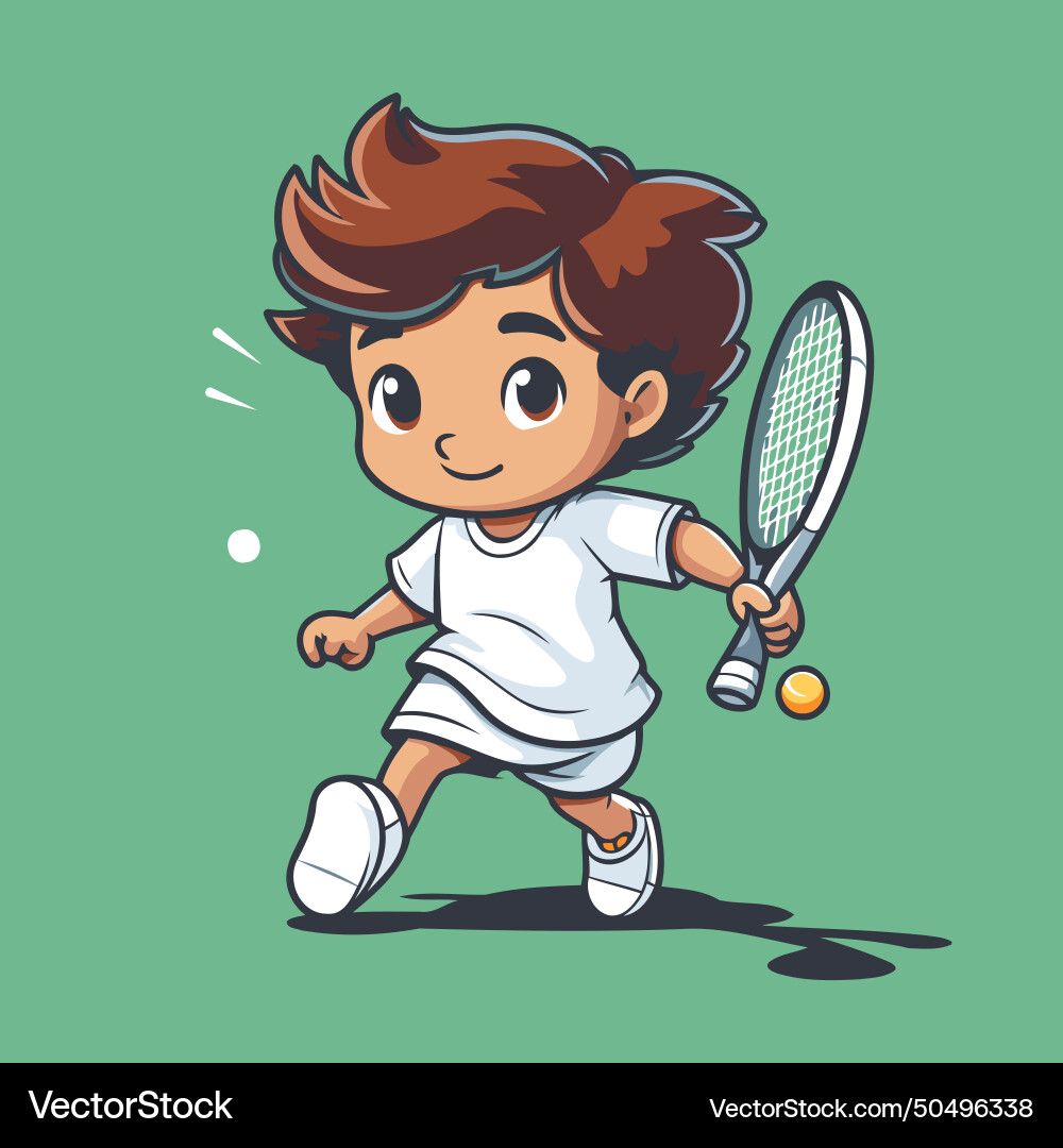 Cartoon boy playing tennis Royalty Free Vector Image