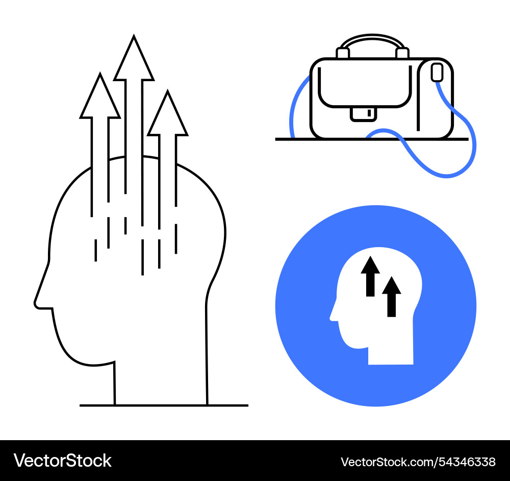 Growth mindset concept with head silhouette Vector Image