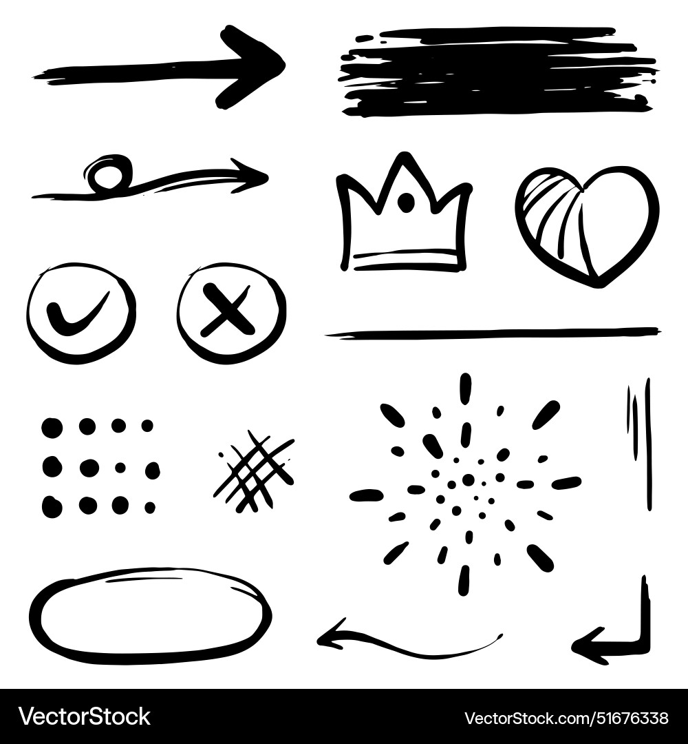 Hand drawn abstract thin line doodle set Vector Image