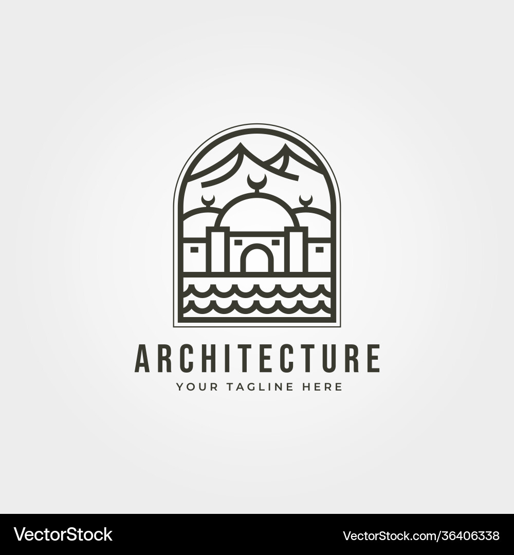 Islamic landscape icon line logo symbol Royalty Free Vector