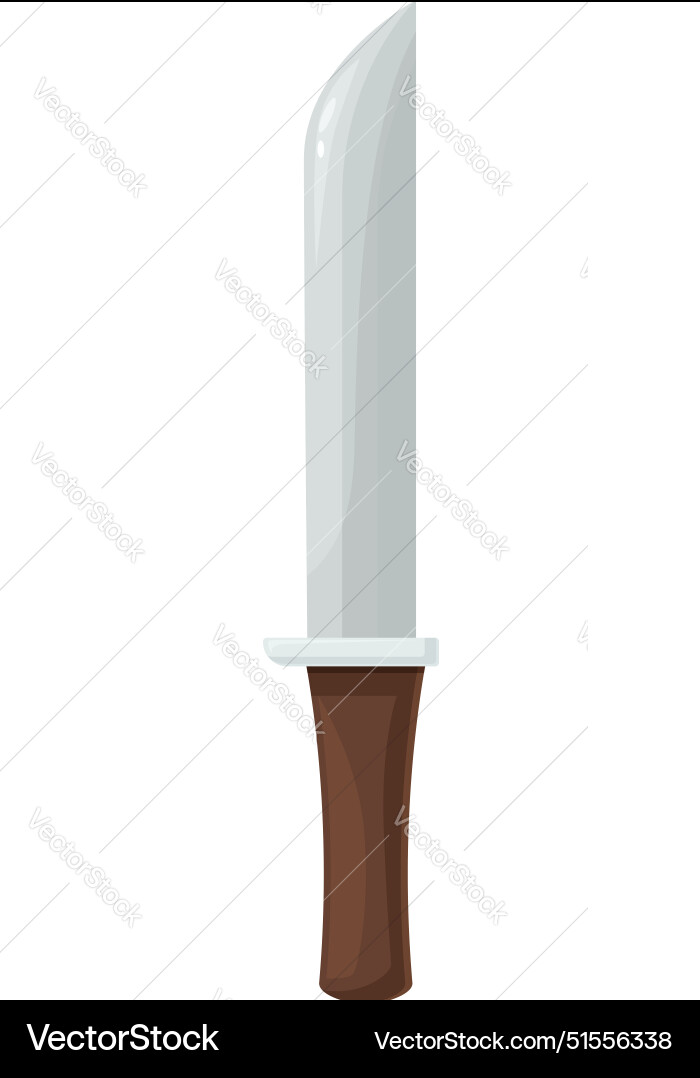 Large sharp hunting knife with wooden handle Vector Image