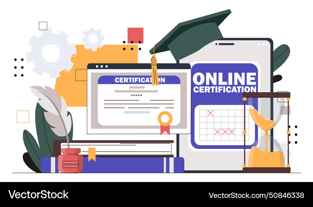 Online certification concept Royalty Free Vector Image